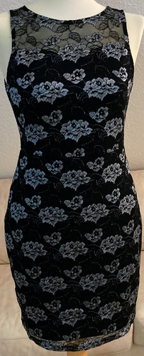 Melrose Sexy Women Mini Sheath Dress Size 36 Black Gray Flowers ...