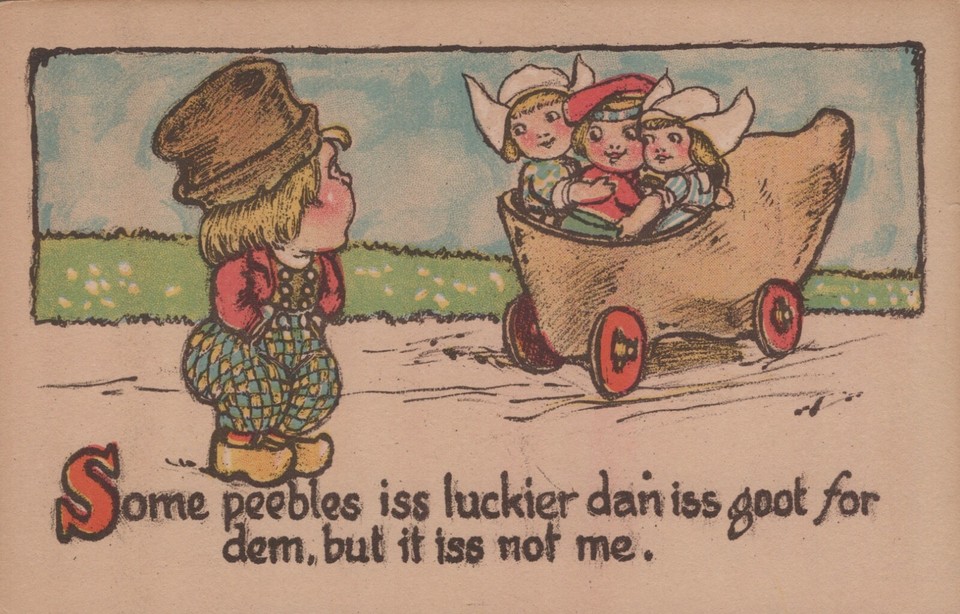 Cute Dutch Cartoon Greeting Peebles Iss Luckier Divided Back Vintage ...