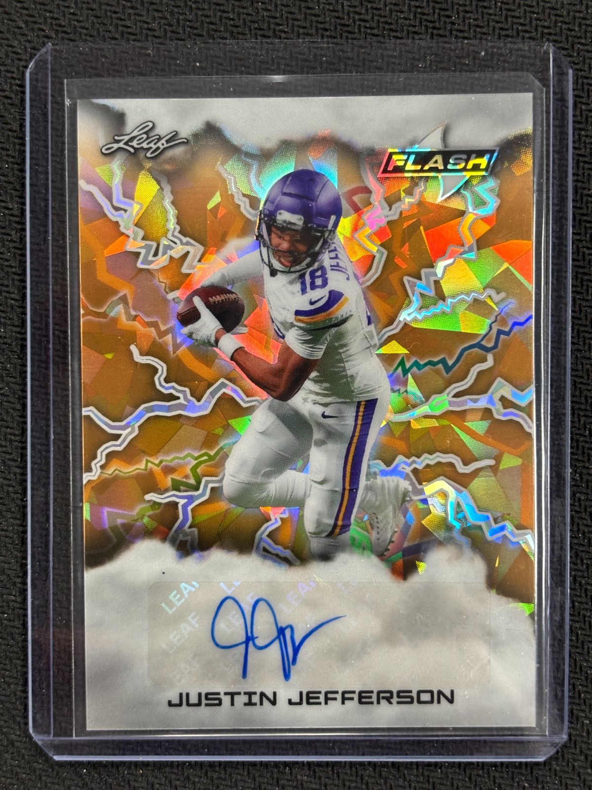 2025 LEAF FLASH JUSTIN JEFFERSON AUTO AUTOGRAPH GOLD ICE #1/1 VIKINGS ...
