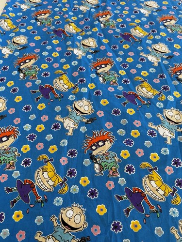 Vtg Rugrats Fabric Angelica Chuckie Tommy Flowers Cotton Nickelodeon 1 ...