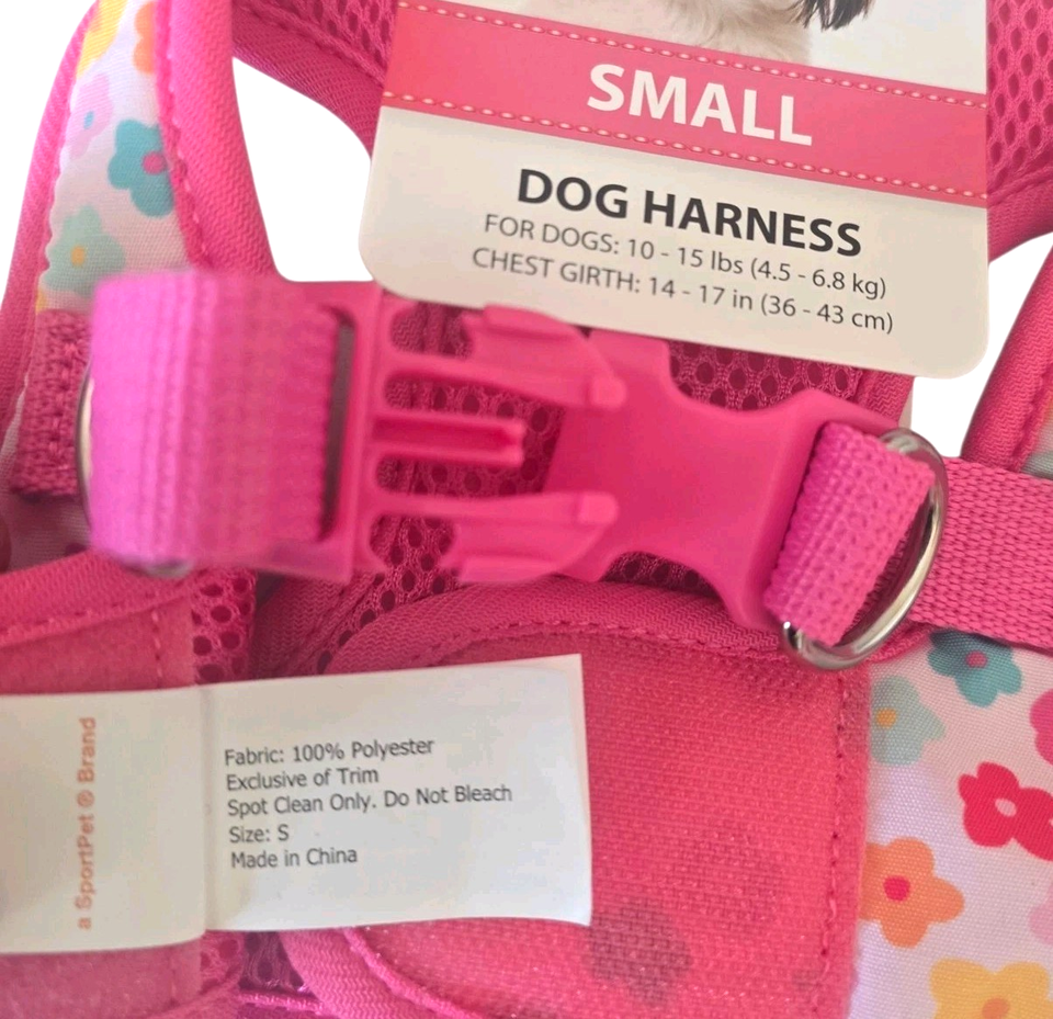 Simply Dog , Light & Dark Pink, Floral, Non Pull, Puppy/Dog Harness ...