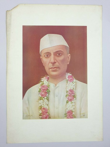 India Vintage 40's Print NEHRU WITH GARLAND Manzoor 14in x 20in | eBay