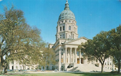 Postcard KS Kansas State Capital Building Sunflower John Steuart Curry ...