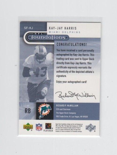 2005 UD NFL Foundations Kay-Jay Harris Auto SF-KJ Dolphins | eBay