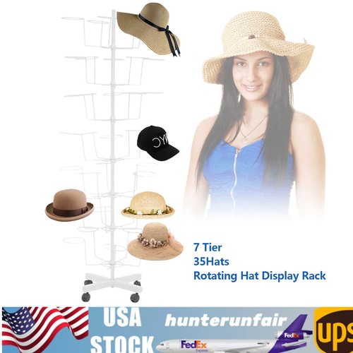 7 Tier Hat Display Stand Adjustable Rotating Cap Rack Retail Metal ...