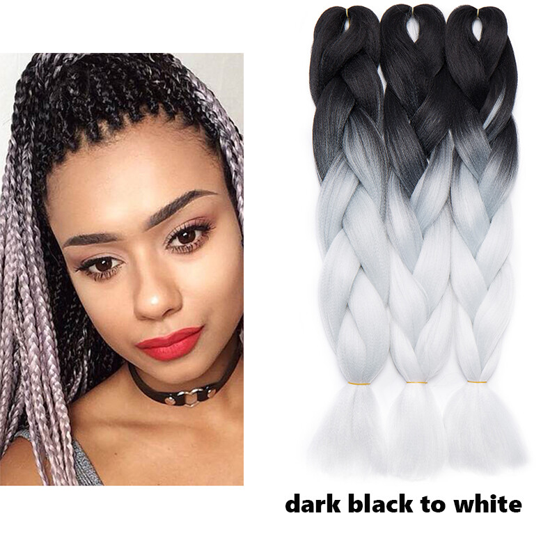 Any Color 24" Braiding Ombre Rainbow 100g Jumbo Braids Hair Extensions ...