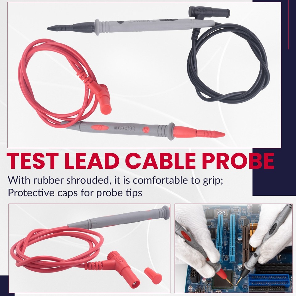 1 Pair Digital Multimeter 1000V 20A Universal Test Lead Cable Probe9807 ...