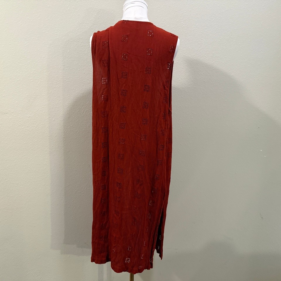 Coldwater Creek Rust Orange Long Duster Embroidered Boho Artsy Plus ...