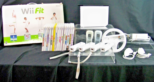 Pre Owned Wii Bundle With Wii Fit Bourdy / 4 Wii Motes / 2 Nun Chucks ...