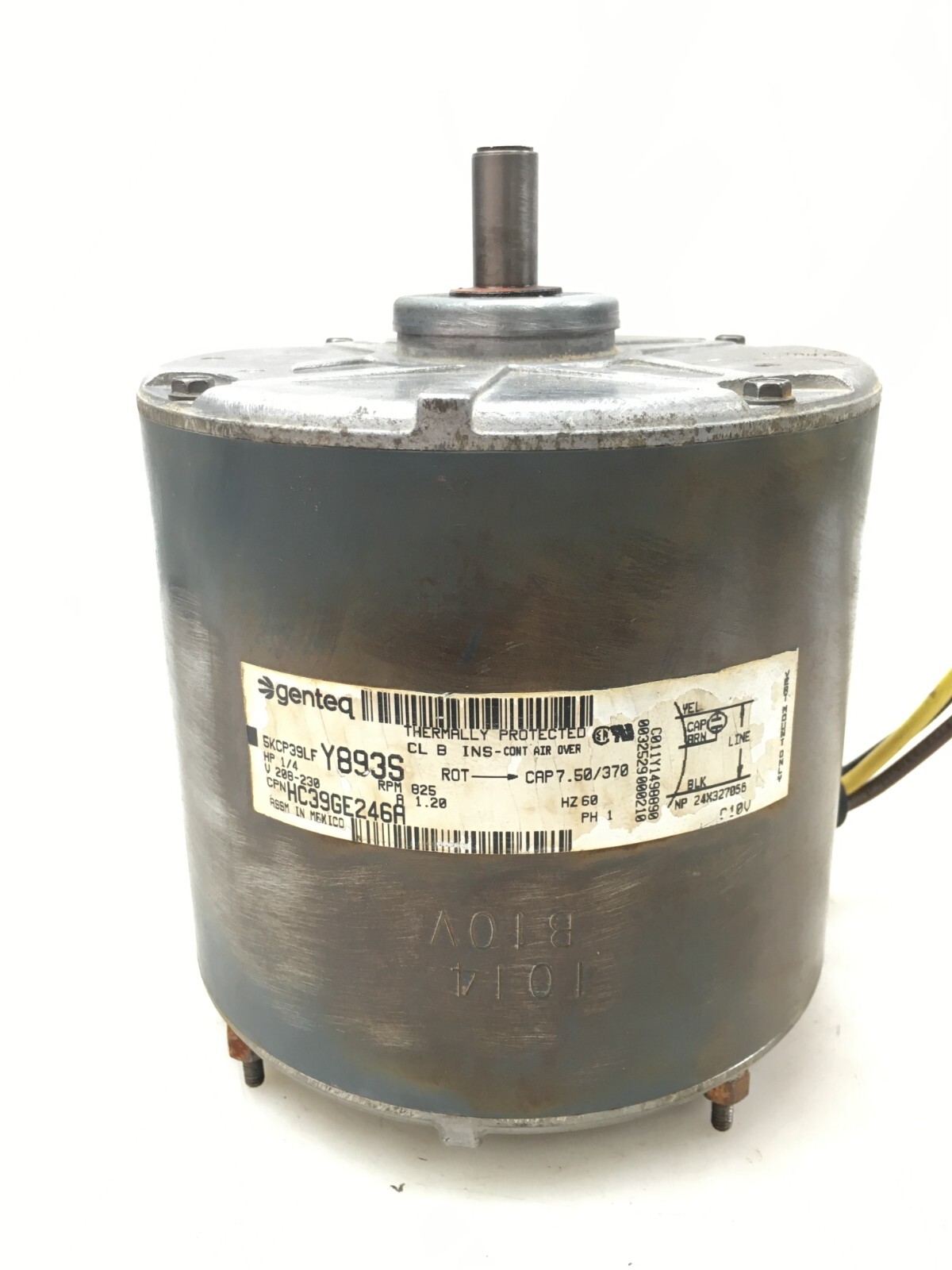 Genteq 5KCP39LFY893S Blower Motor 1/4HP 825 RPM 1PH HC39GE246A used # ...