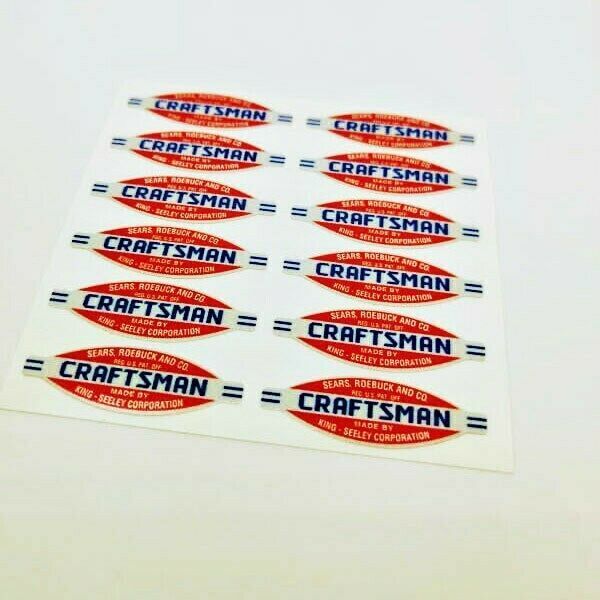 1.75 Inch CRAFTSMAN TOOLS KING SEELEY x 12 DECALS, Vintage Style Vinyl ...