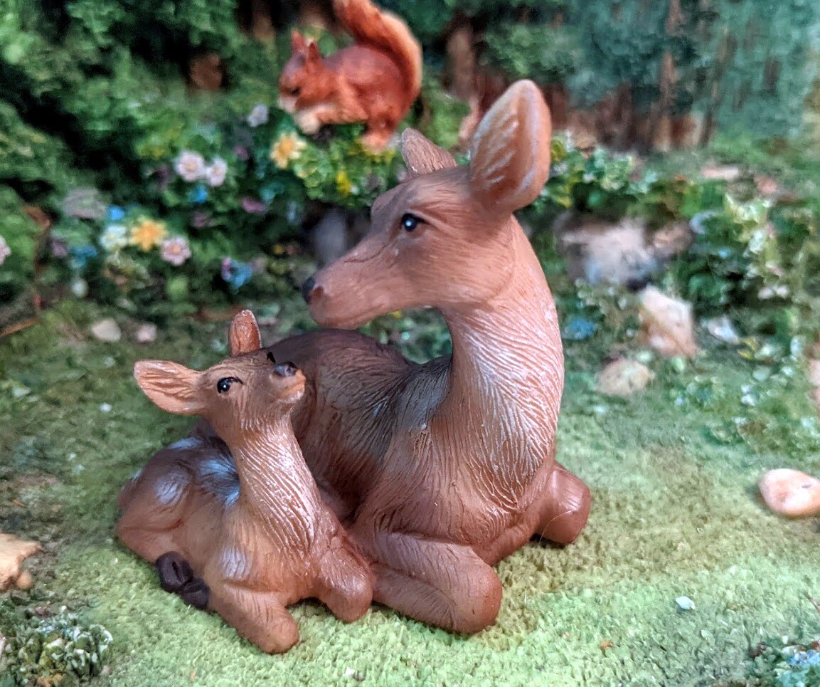 Deer Fawn Pair sitting MG 429 Miniature Fairy Garden | eBay