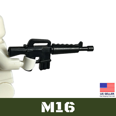 Custom M-16 Assault Rifle AR - Toy Brick Weapon for Minifigures - Black ...
