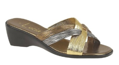 Boulevard X Strap Italian Mule Sandals Bronze/Pewter/Gold PU | eBay