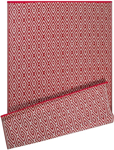 Rust Red White Geo Diamonds 4 x 6 ft Outdoor Patio RV Mat Reversible ...
