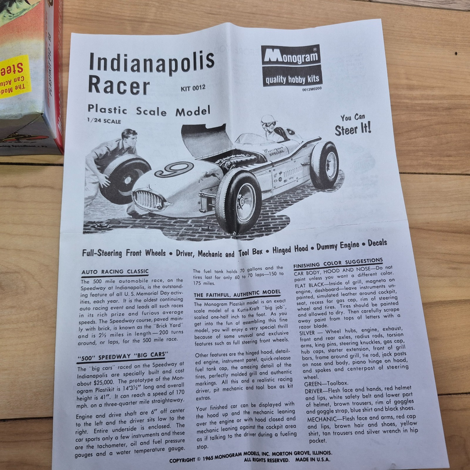 Monogram 1/24 scale Indianapolis Racer plastic model kit | eBay