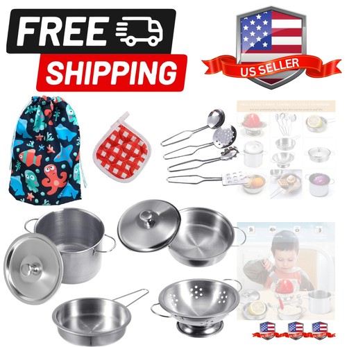 Tiny Cookware Utensils Pretend Play Kitchen Toys Stainless Steel ...