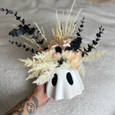 NTW Cupcakes and Cashmere Halloween Ghost Floral Flower Vase ...
