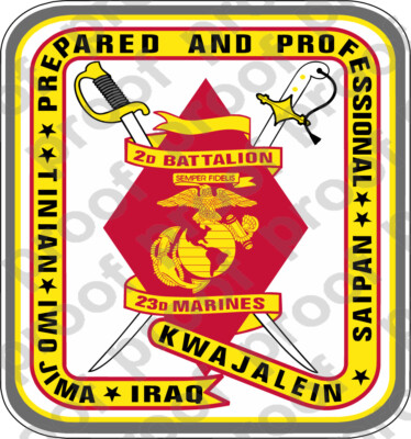 STICKER USMC UNIT 2ND BATTALION 23RD MARINE REGIMENT v2 ooo USMC Lisc ...