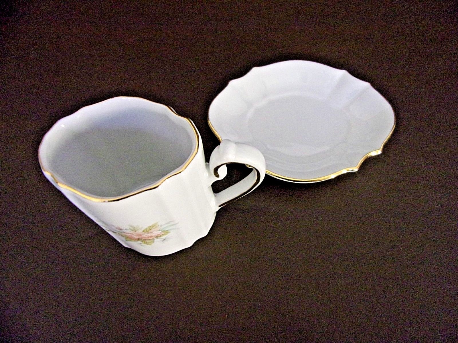 Winrose Collection Oval Demitasse Cup & Saucer Set Peach Floral | eBay