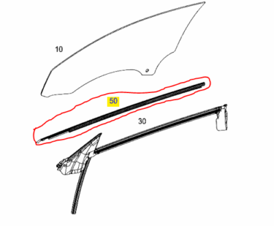 MERCEDES WINDOW SEALING RAIL LEFT PN 238-720-47-01 238 720 47 01 ...