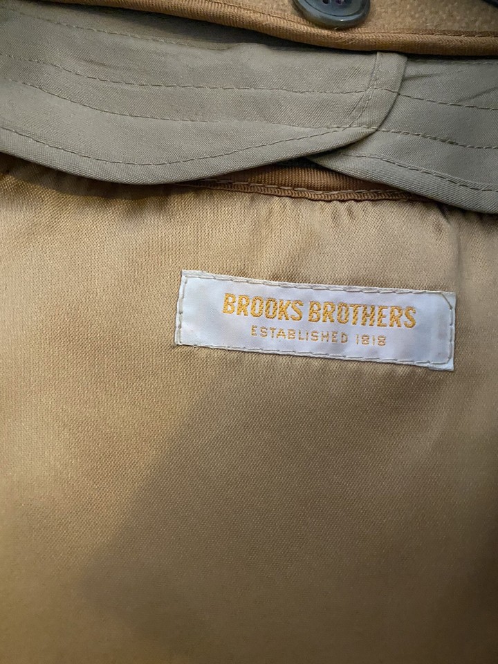 Brooks Brothers Mens Tan Double Breasted Trench Coat W/ Wool Liner 40R ...
