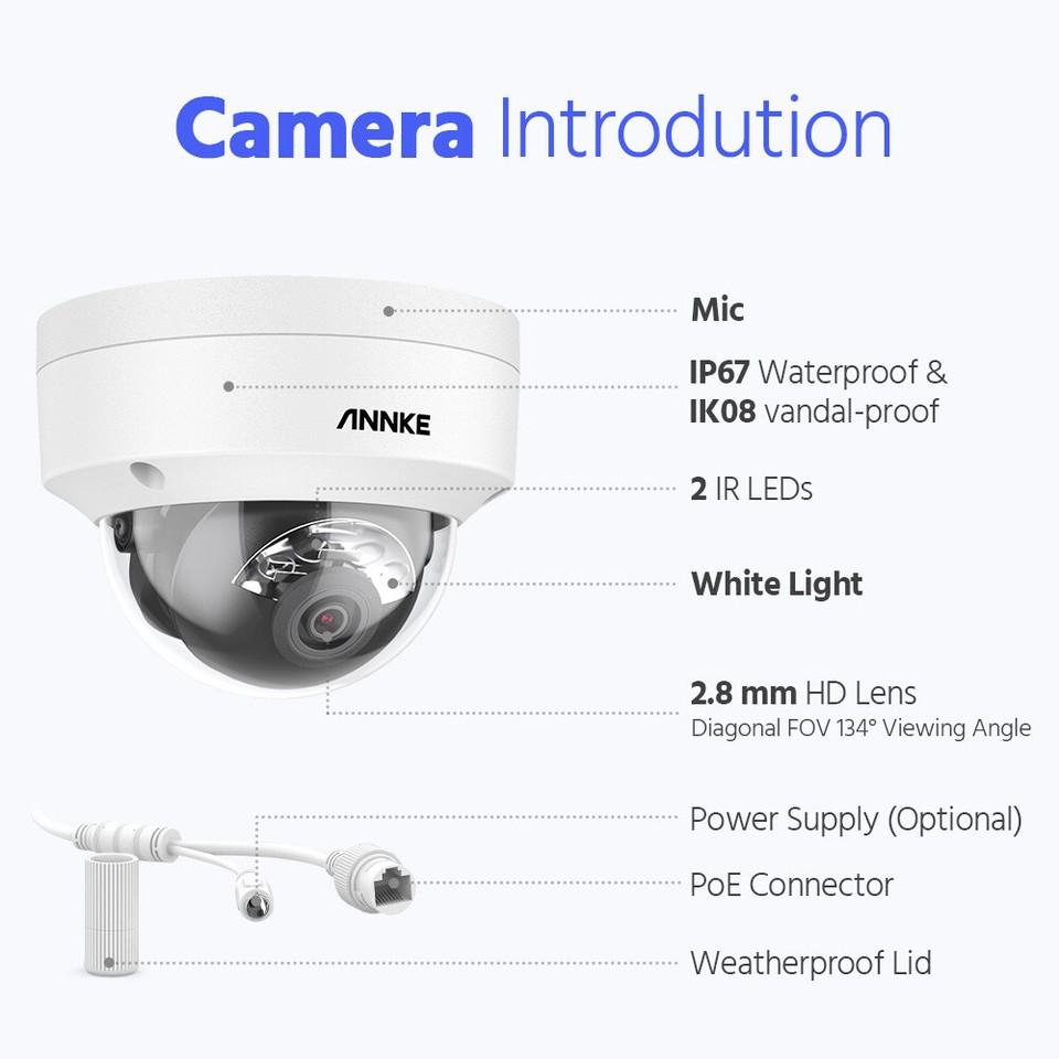 ANNKE 12MP Full Color PoE Security IP Camera Audio Recording AI Human ...