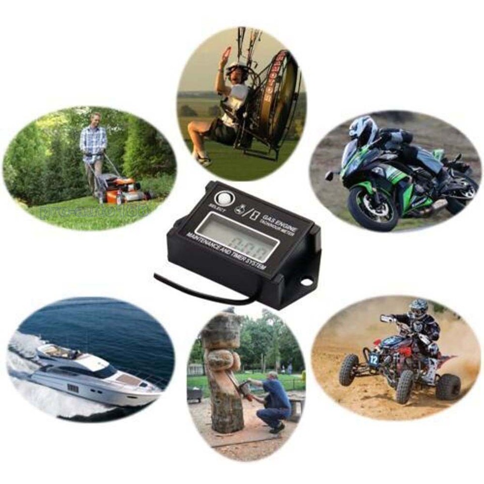 Waterproof Tiny Tach Digital Hour Meter Tachometer Resettable Job Timer ...