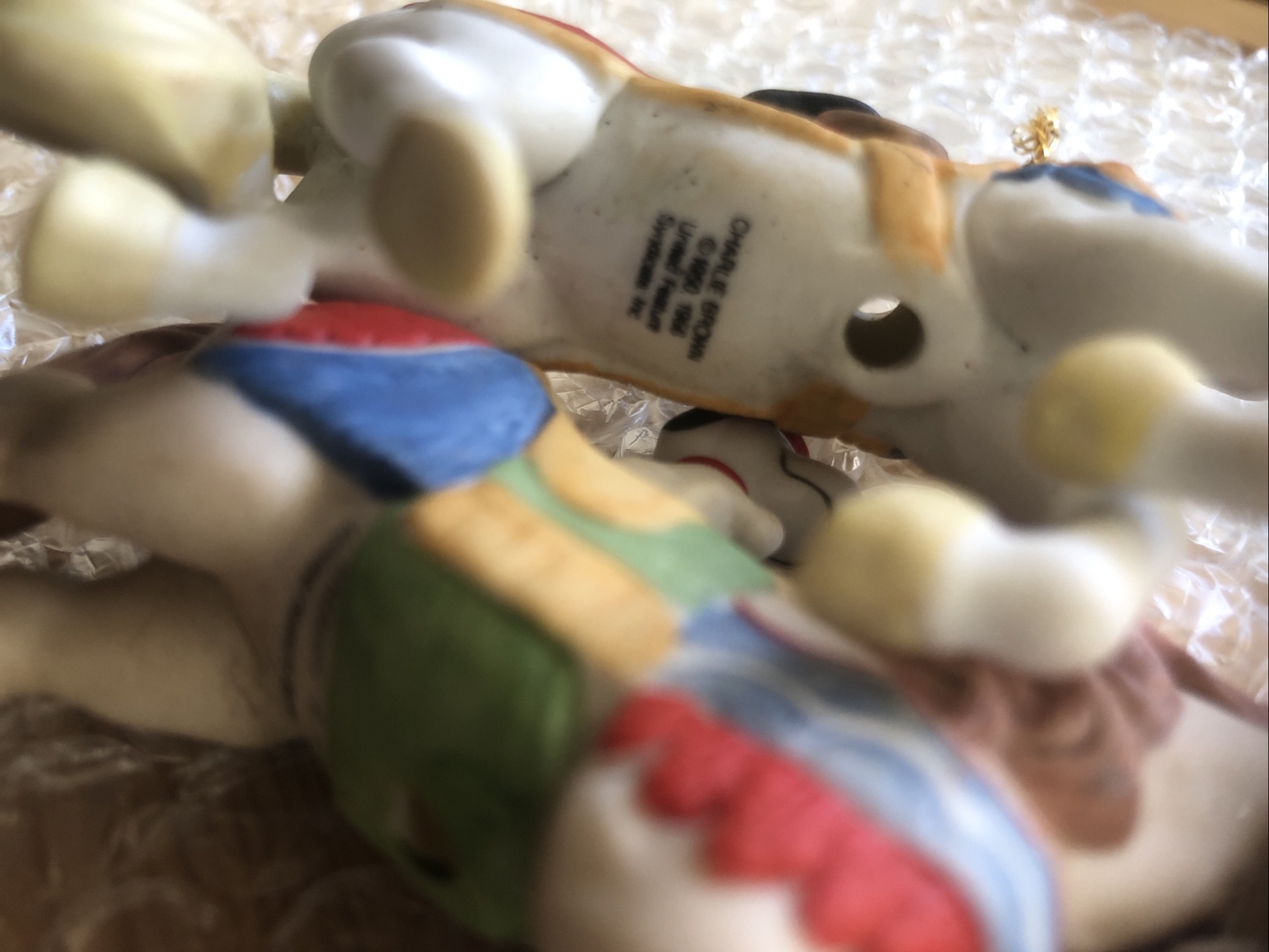 1960s Peanuts Porcelain Carousel Horse Ornaments Charlie Brown & Snoopy ...