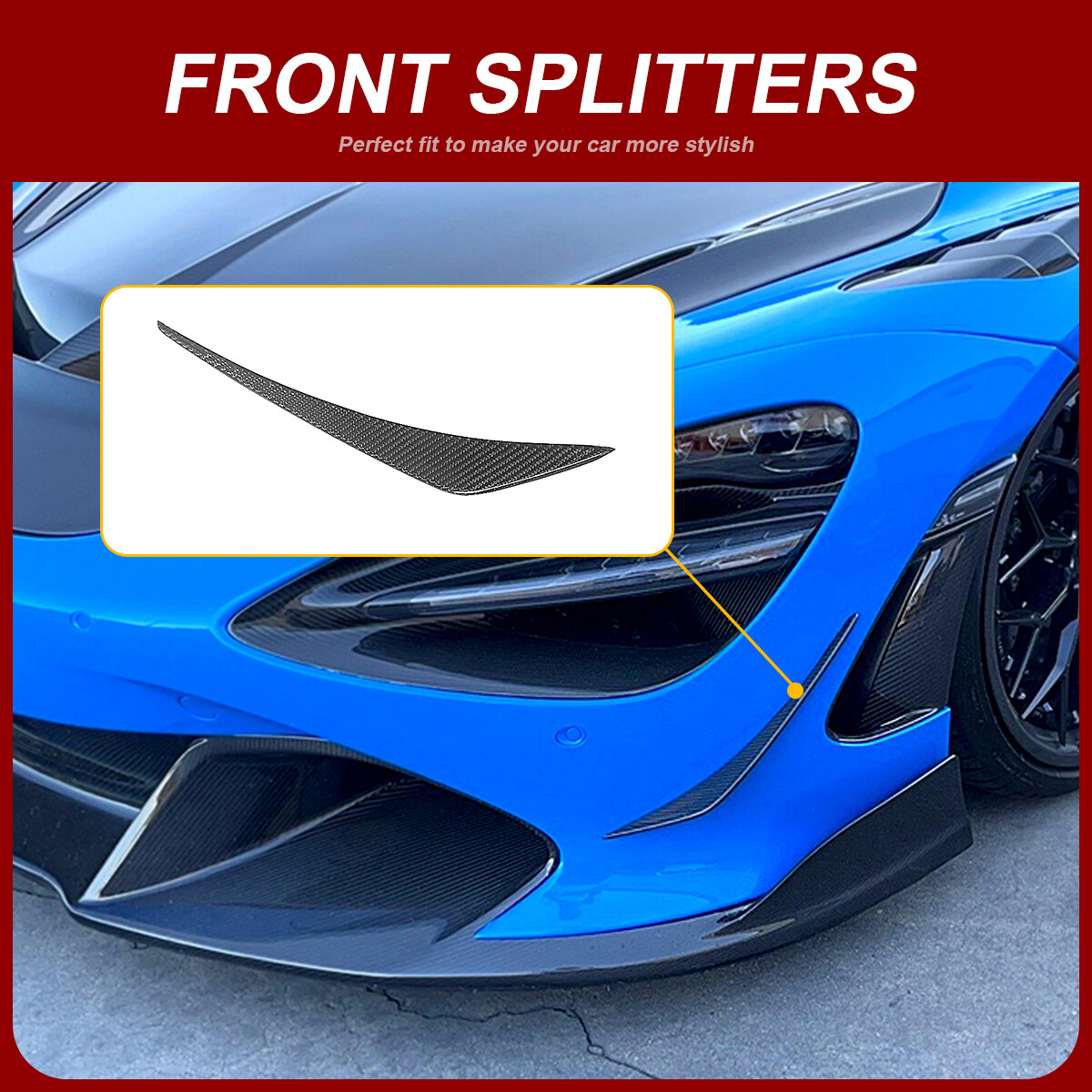 for McLaren 720S 2017-2022 Carbon Fiber Front Bumper Canards Splitter ...