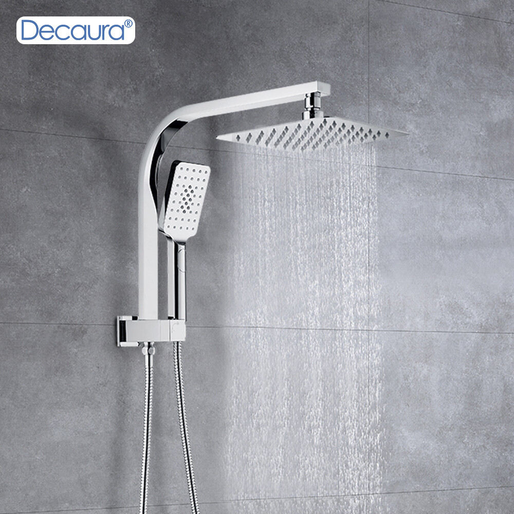 Decaura 8" Rain Shower Head Set SUS Overhead 2 in 1 Wall Tapware Square ...