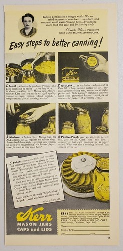 1948 Print Ad Kerr Mason Canning Jars Caps & Lids Sand Springs,Oklahoma ...