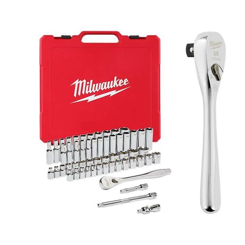 Milwaukee Ratchet and Socket Sets Heavy-Duty Adapters Metric SAE Long ...