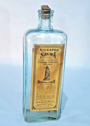 KICKAPOO SAGWA STOMACH LIVER KIDNEY RENOVATOR WITH LABEL MEDICINE ...