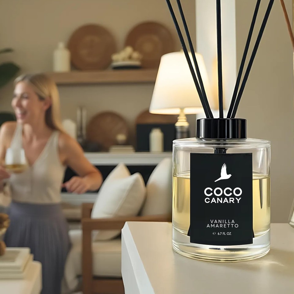 6.7 oz Reed Diffusers for Home, Vanilla Amaretto Scent, Long-Lasting ...