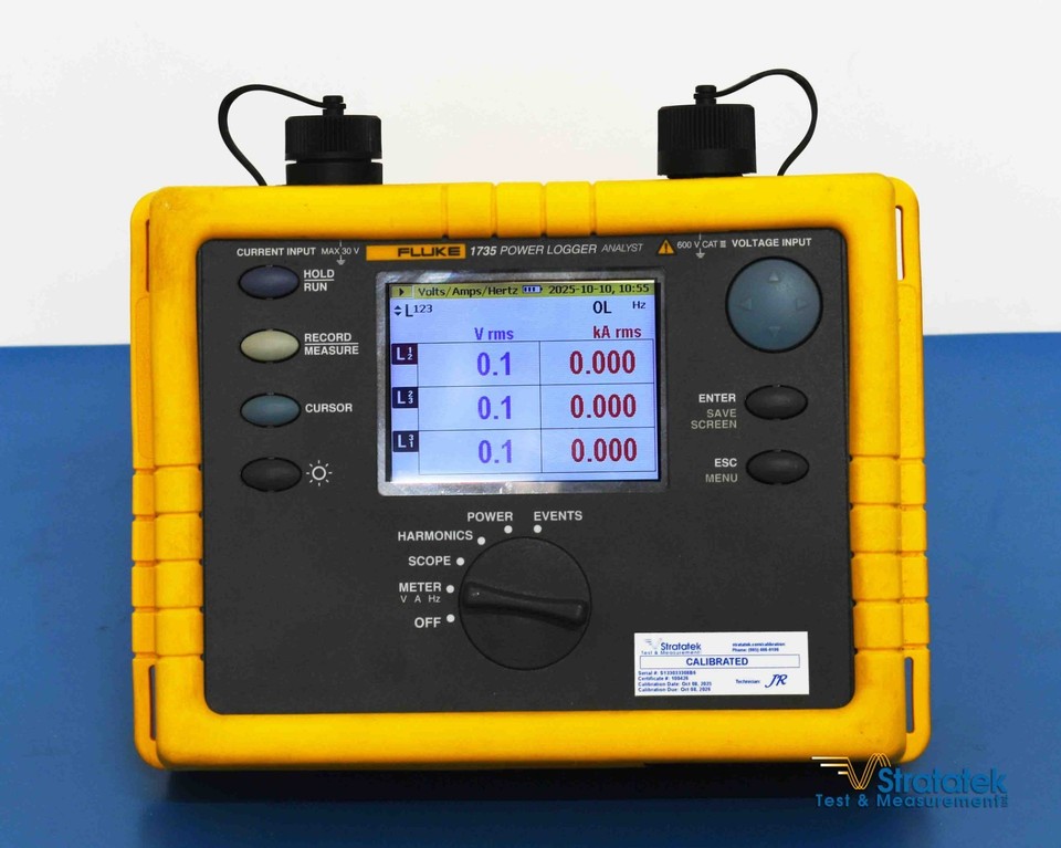 Fluke 1735 3 Phase Power Logger Analyst PQA 3000A Flexi CTs Calibrated ...