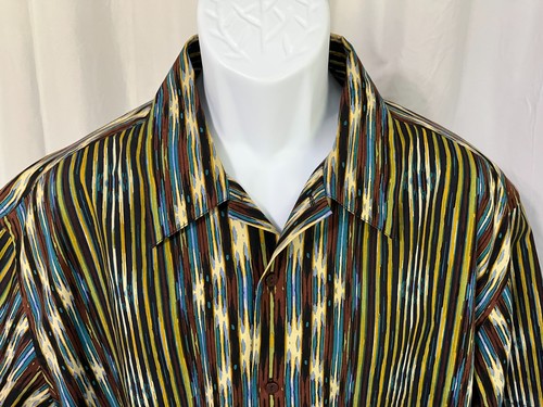 Jhane Barnes Men's crazy multicolor Silk Blend short sleeve shirt XL ...