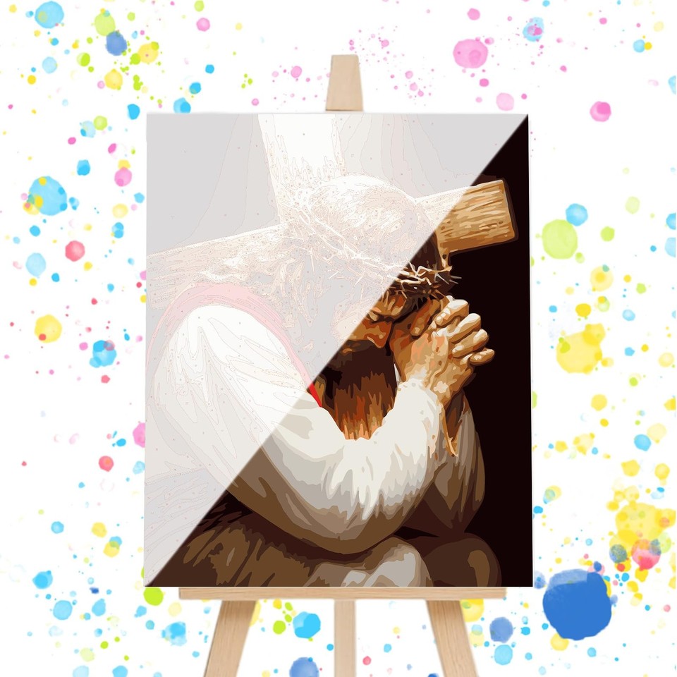 Jesus Prayer Paint by Numbers Kit for Adults, Easter Cross Paint by ...