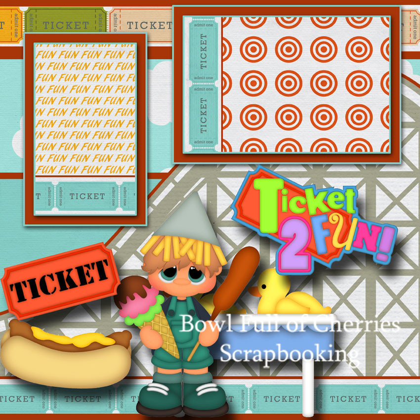 TICKET 2 FUN ~ 2 premade scrapbook pages paper piecing layout VACATION ...