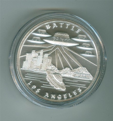 INTAGLIO MINT BATTLE LOS ANGELES 1 OZ .999 HIGH RELIEF SILVER ROUND GEM ...