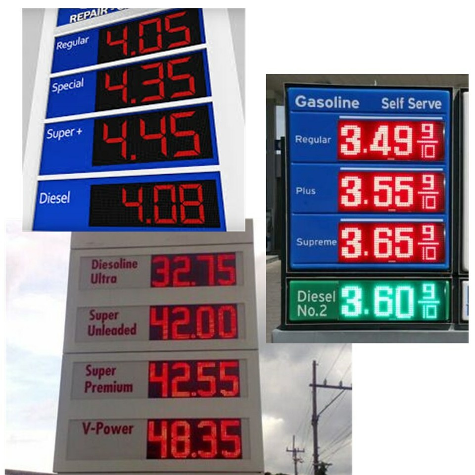 20" Regular LED Gas Station Electronic Fuel Price Sign Red Color Remote ...