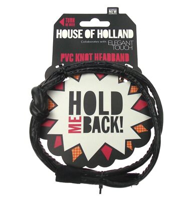 House of Holland Hold Me Back PVC Knot Headband Lot 4 Black Adjustable ...