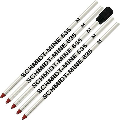 Schmidt 635 D1 Mine Ballpoint Refill - Red Ink (Tip 0.7mm) - Pack of 5 ...