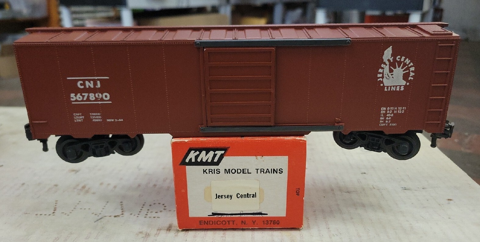 KMT, Kris Model Trains, JERSEY CENTRAL Boxcar #567890. CNJ, W/box. (11R ...