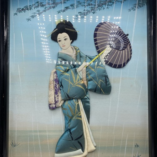 Layered 3D Paper Decoupage Japanese Geisha Shadow Box Wall Art Framed ...
