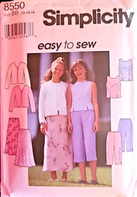 Girls Top Jacket Skirt Pants Simplicity 8550 Spring Designs Sizes 12-16 ...