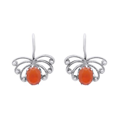 925 Sterling Silver Oval Cut Natural Carnelian Dangle Earrings Handmade Jewelry | eBay