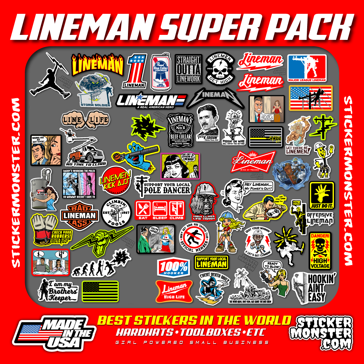 LINEMAN (64) Hard Hat Stickers HardHat Sticker, Linemen, Electrician ...