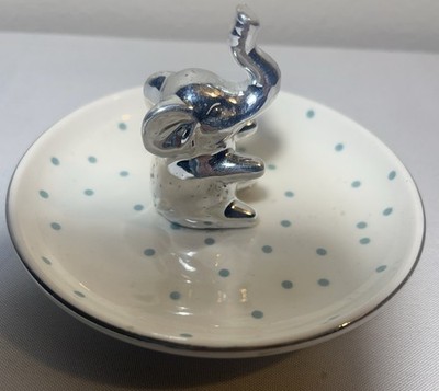 Ceramic Porcelain Trinket Elephant Dish Elephant Jewelry And Ring Dish ...
