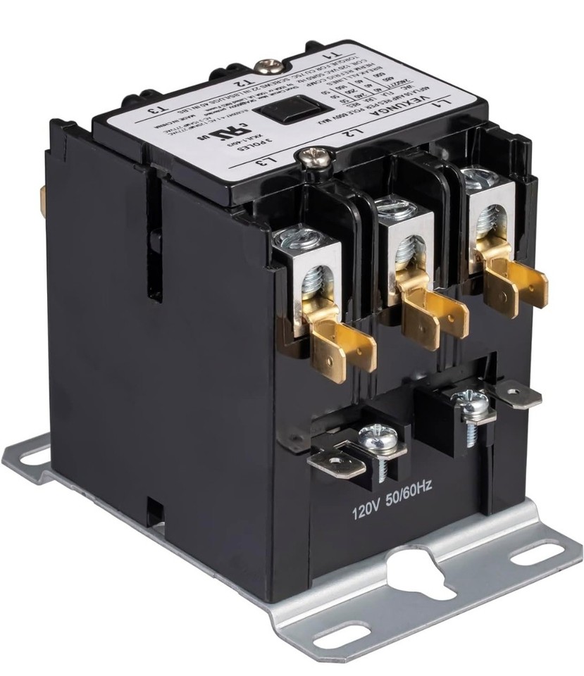3 Pole 40 Amp 120V DC Coil AC, 600V MAX contactor 3P 40A 50/60Hz AC ...